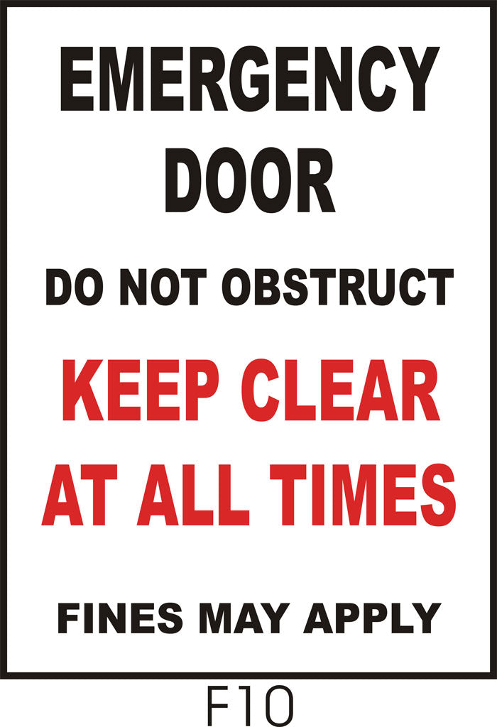 Emergency Door - Do Not Obstruct – SignHere Australia